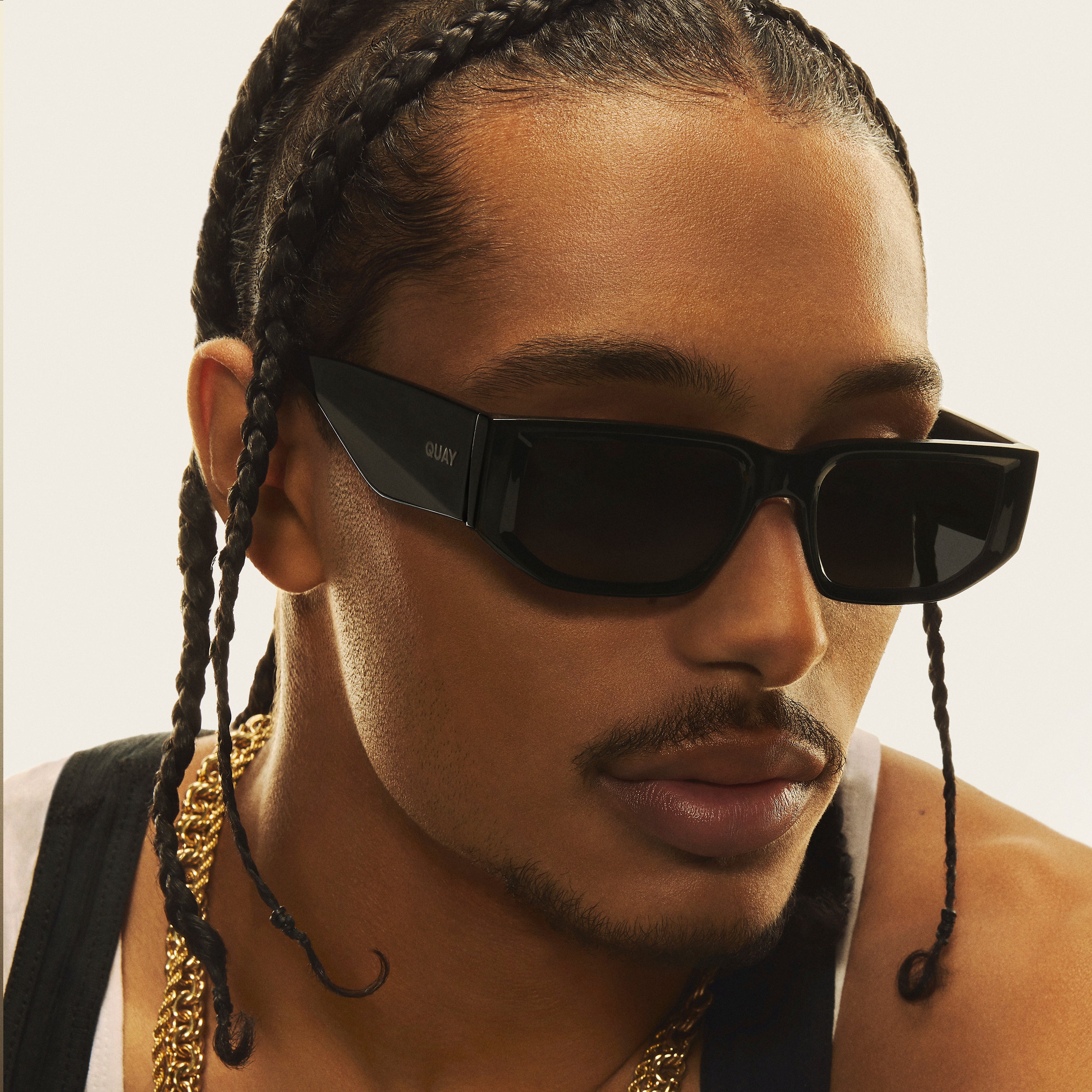 GOOD TIME Narrow Rectangle Sunglasses in Black – QUAY